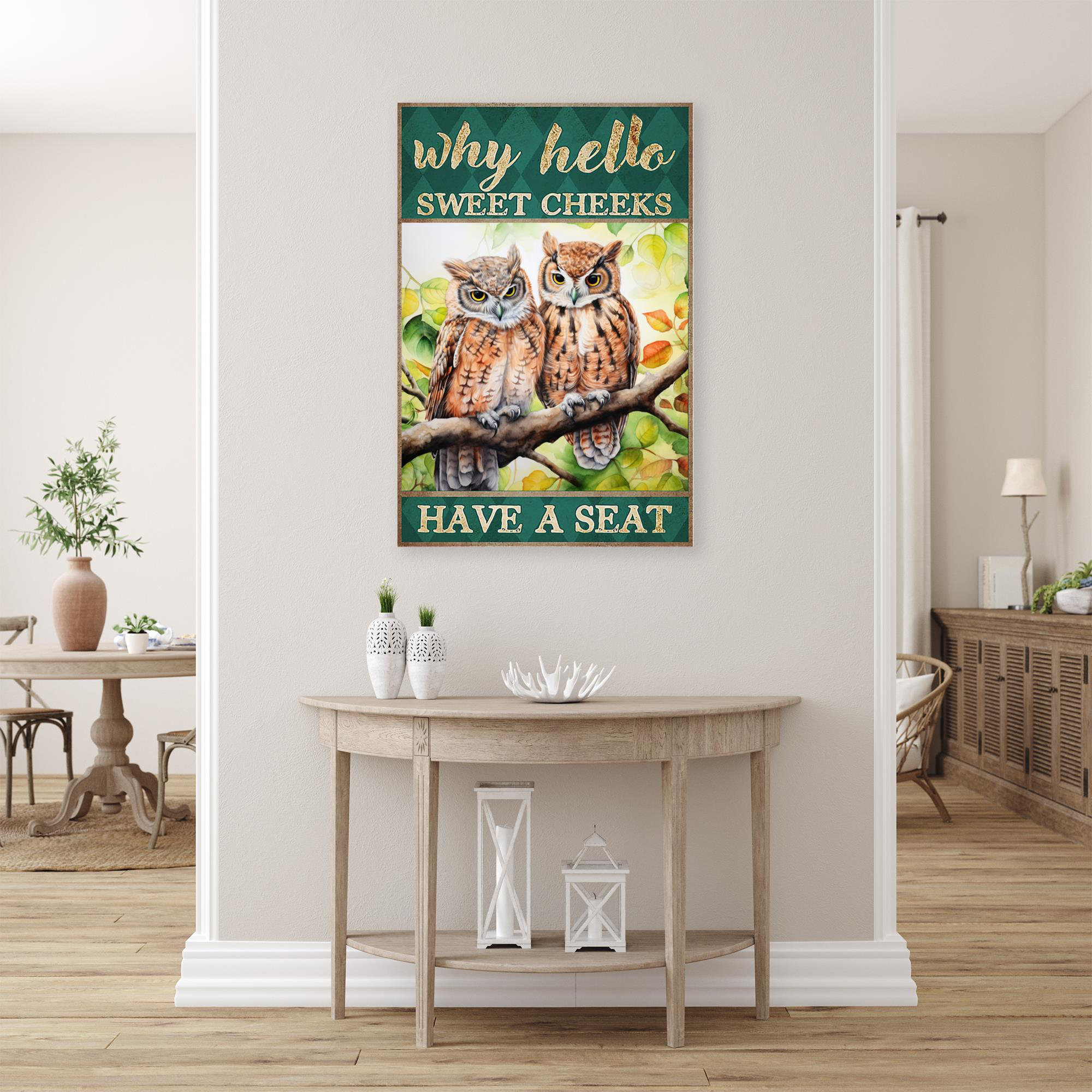 Trinx Owls Why Hello Sweet Cheeks - 1 Piece Rectangle Graphic Art Print On Wrapped Canvas ...